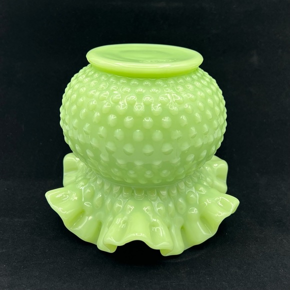 Fenton | Accents | Fenton Uranium Green Milk Glass Hobnail Ruffled Rose ...